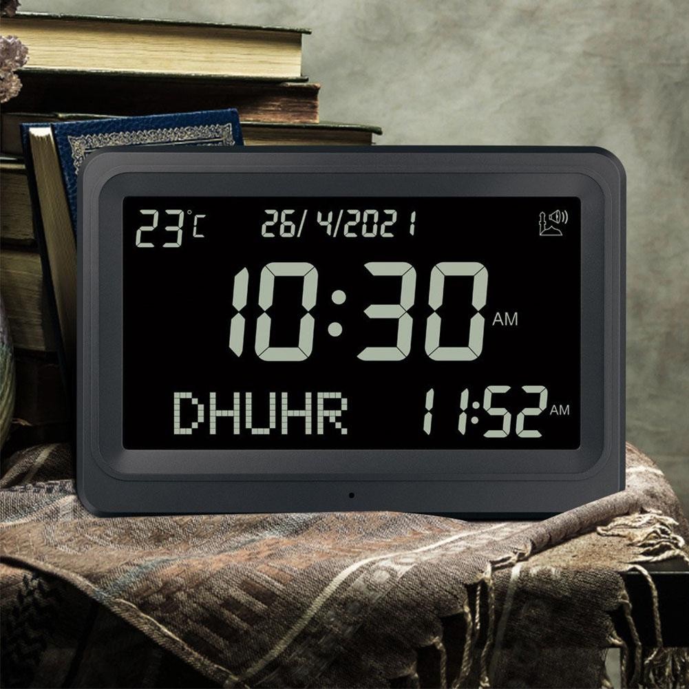 Multi-languages Azan Desktop Worship Alarm Clock LCD Screen Hijir ...