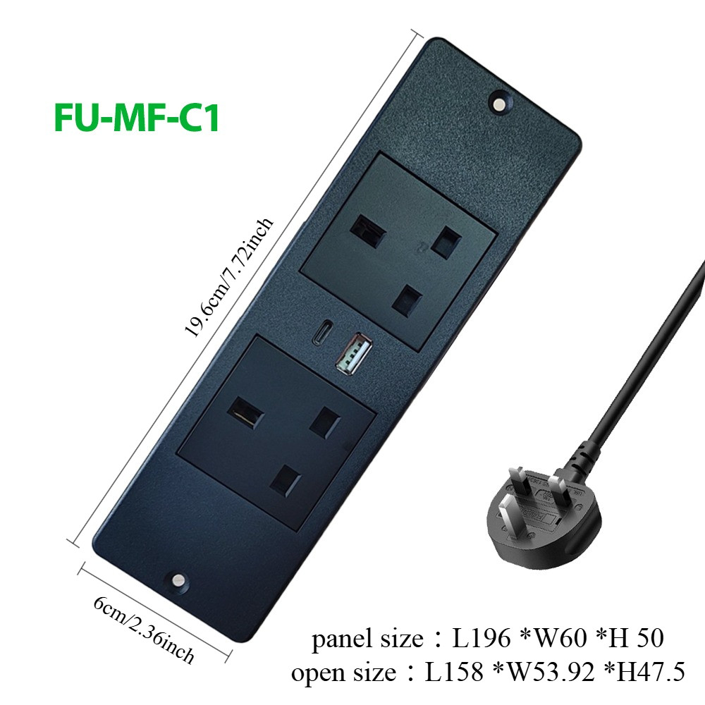 FUNAYA Desk Hidden Mountable Extension Sockets UK MK Plug USB Type-c PD ...