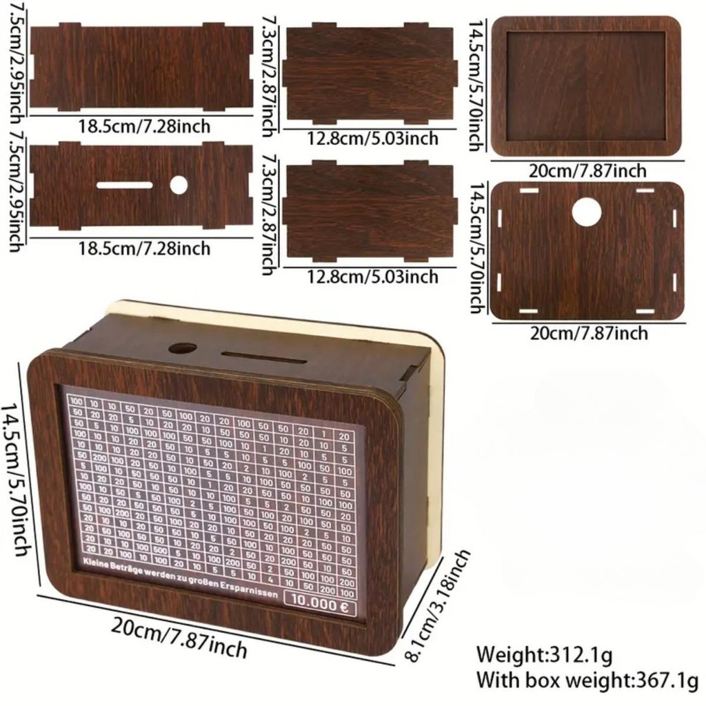 Wooden Money Box with Digital Display with Pen Eco-Friendly Wood ...