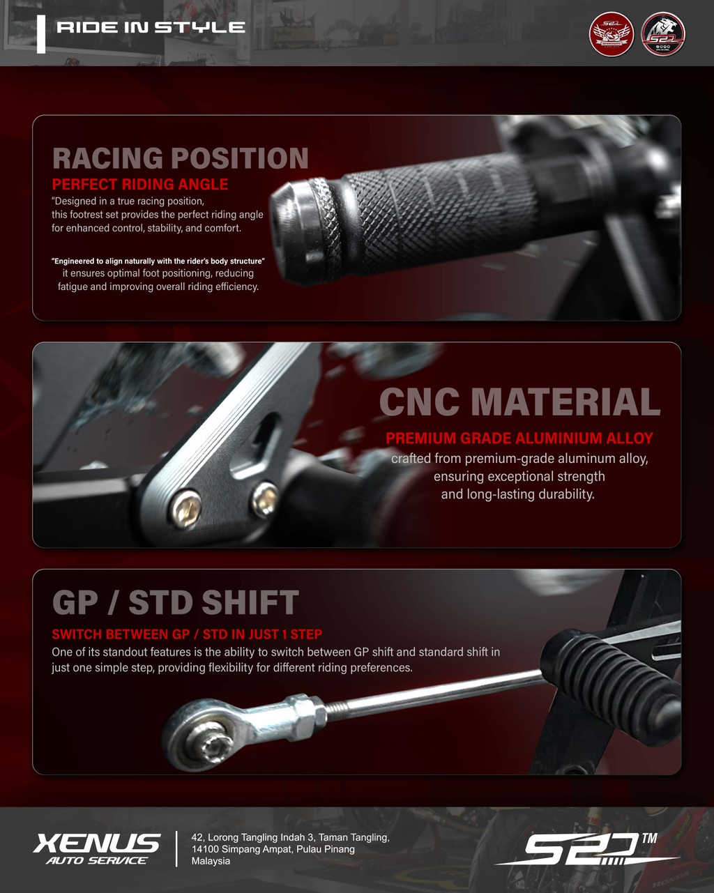 Single Footrest SPD Racing S2D HONDA RS150 RSX150 WINNER X RSX PNP ...