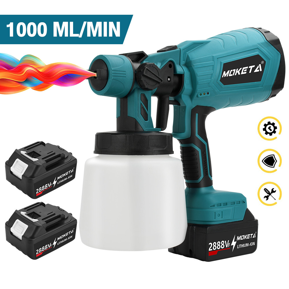 1800W 1000ML Wireless Electric Spray Gun High Power Sprayer Flow ...