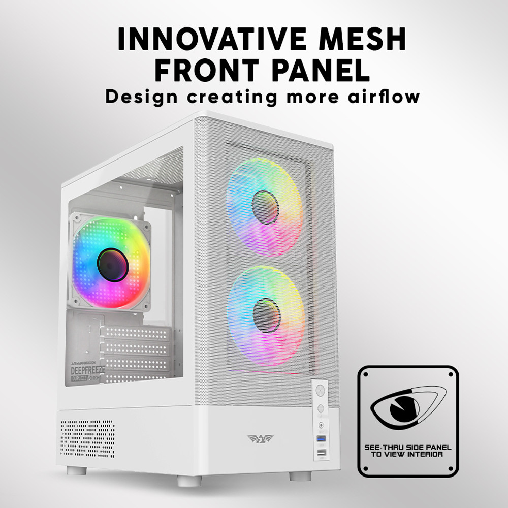 Armaggeddon Deepfreeze Duplex 2 Chroma MATX Gaming PC Case With Mesh ...