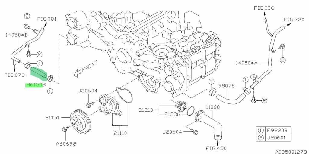 807615080 Genuine Subaru Coolant Hose FA20 FB16 FB20 FB25 XV Forester ...