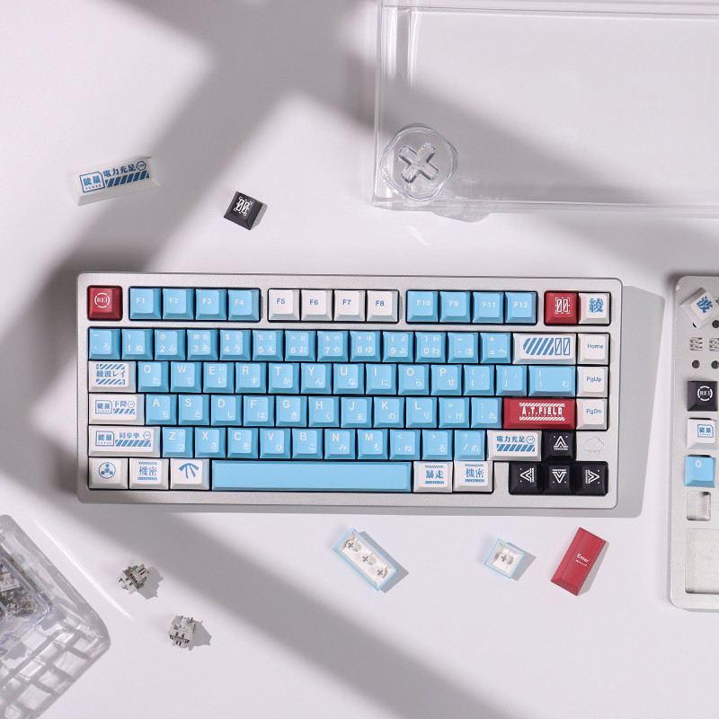 EVA Lilith Japanese Blue Keycaps Cherry PBT 129 Keys 1.7mm thickness ...