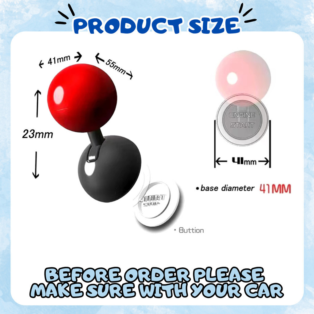 Car Ball Shape One-button Start Lever Car Start Button Cover Bentuk ...
