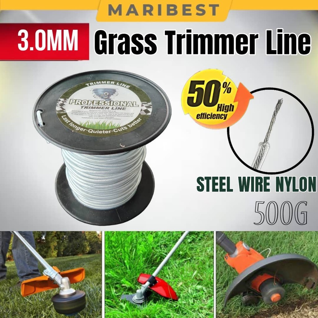 3mm Steel Weeding Wire Nylon Grass Trimmer Line Rope Brush Cutter Wire ...