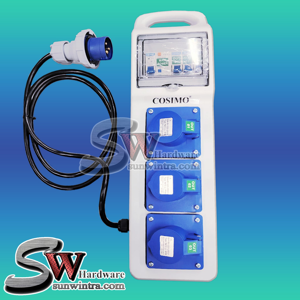 SW HARDWARE PORTABLE DISTRIBUTION BOX 3 X 16A 3WAY INDUSTRIAL PLUG ...