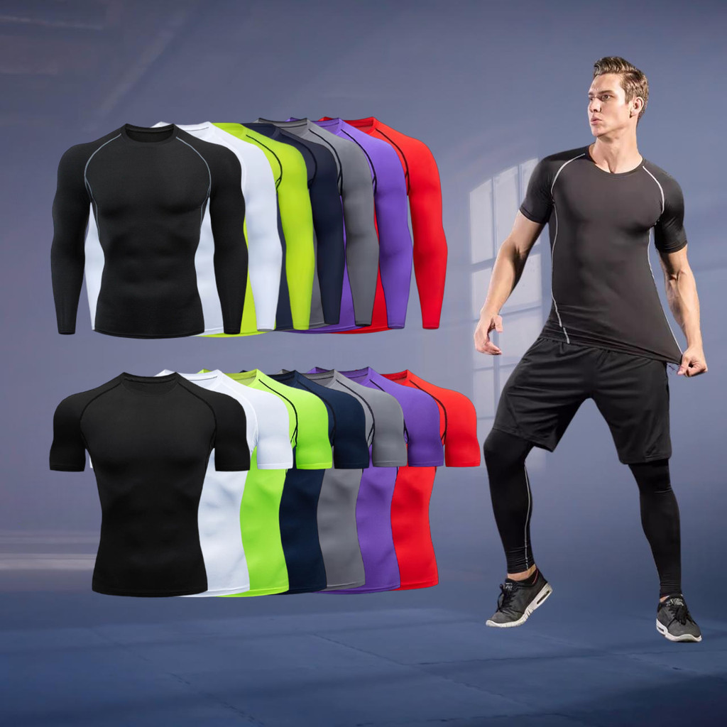 (BREATHABLE MATERIAL) Men Gym Tights Man Gym Shirt Outdoor Shirt ...