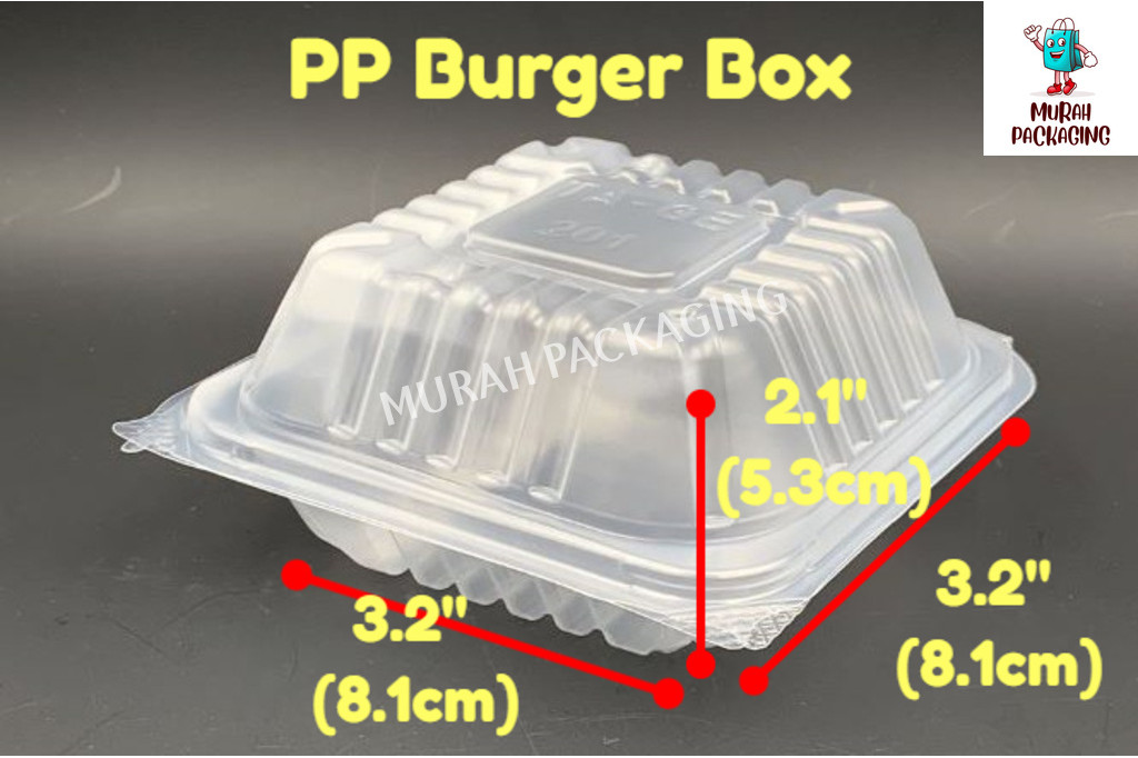 PP Burger Box (100pcs±) / Disposable Plastic Food Box / Kotak Nasi ...