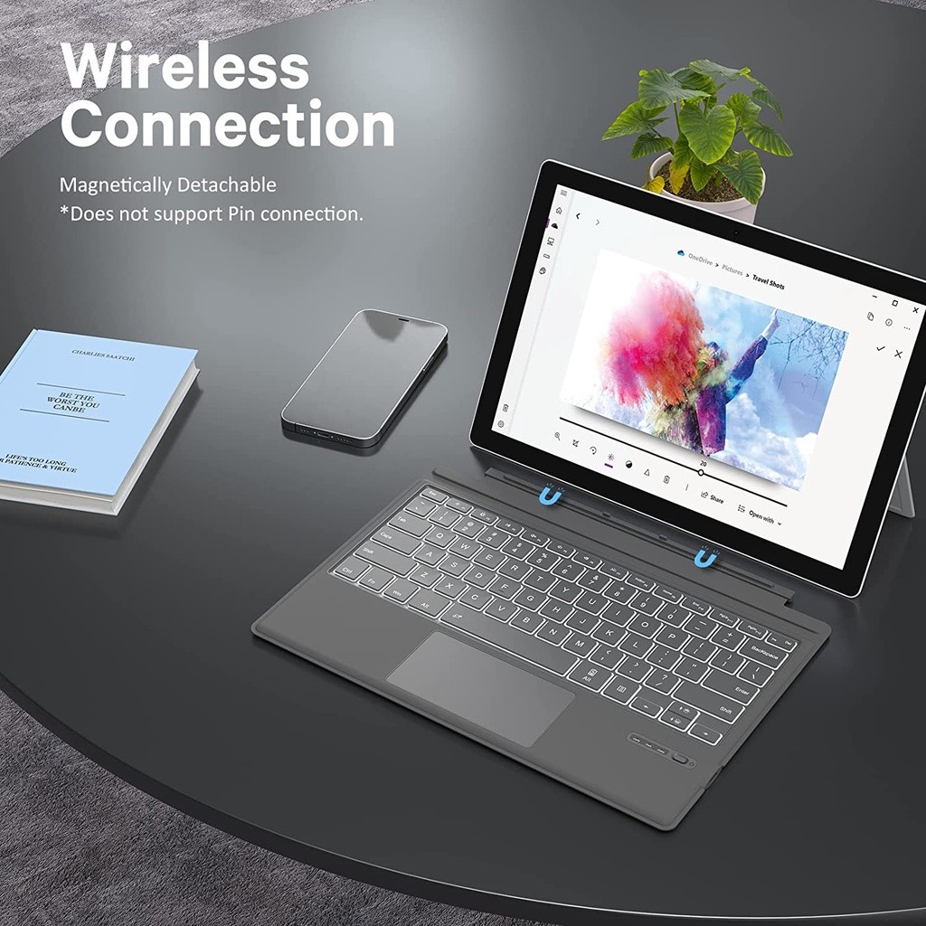 Papan Kekunci Wireless Bluetooth Keyboard for Microsoft Surface Pro 3 4 ...