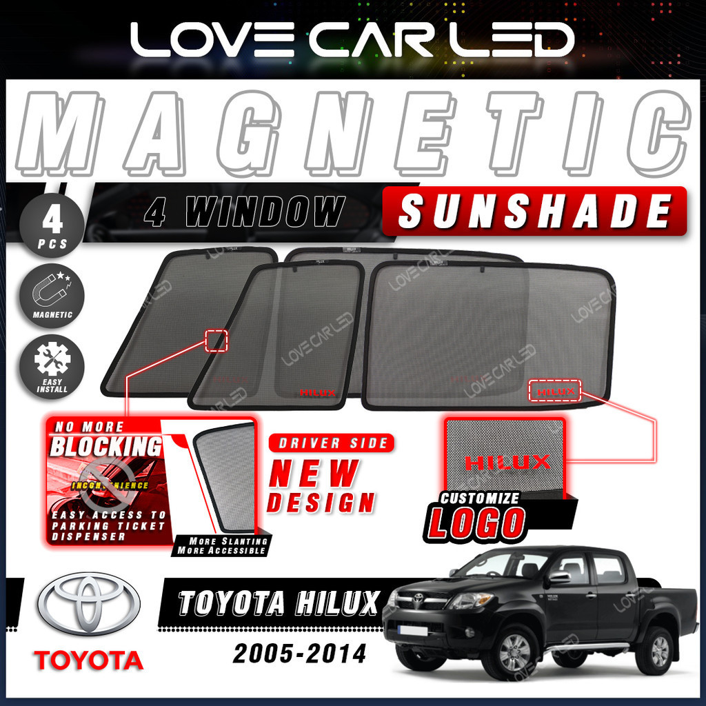4Pcs TOYOTA HILUX 2005-2014 Magnetic Sunshade Curve Window Shape Window ...