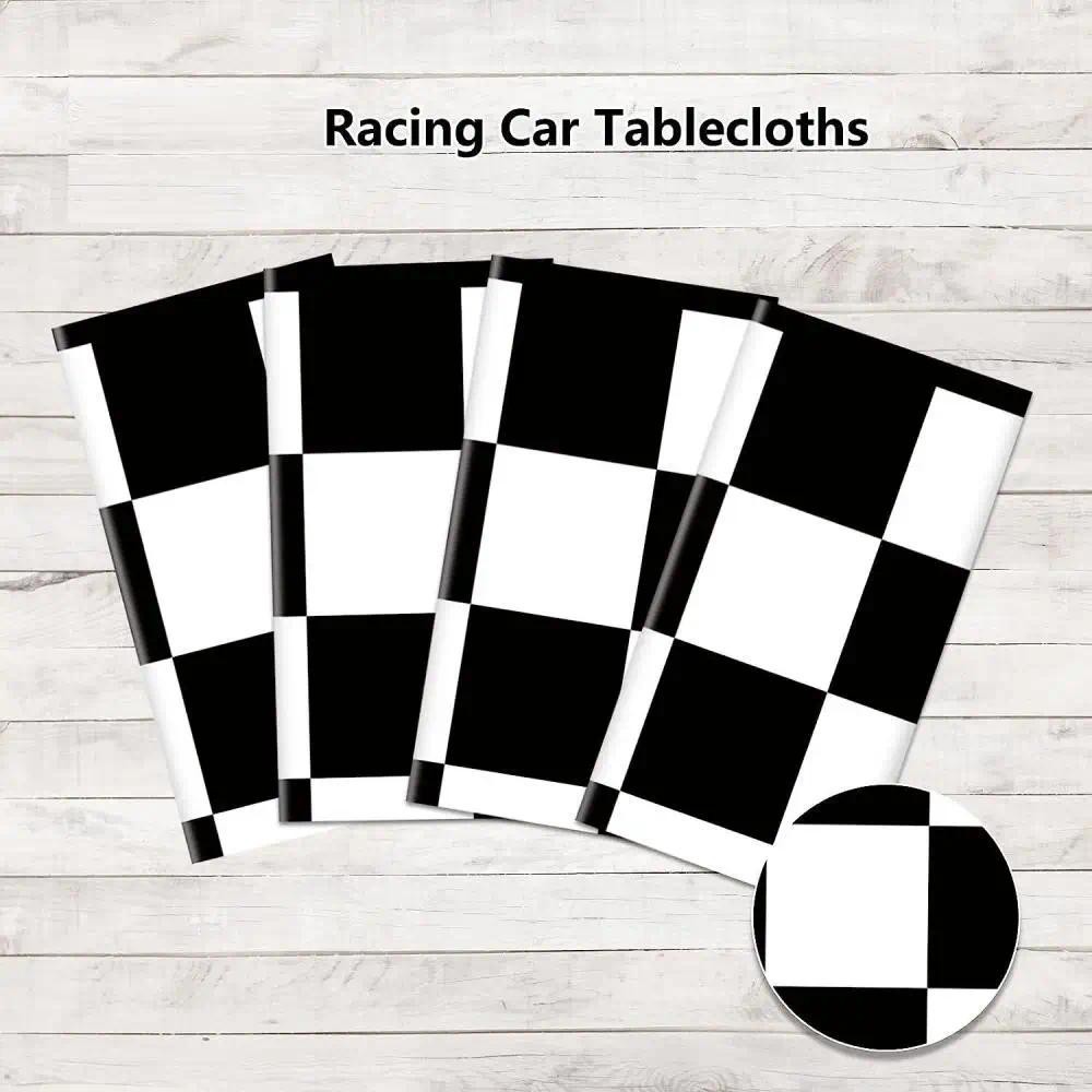 1Pc Racing Track Tablecloths Disposable Checkered Racetrack Tablecover ...