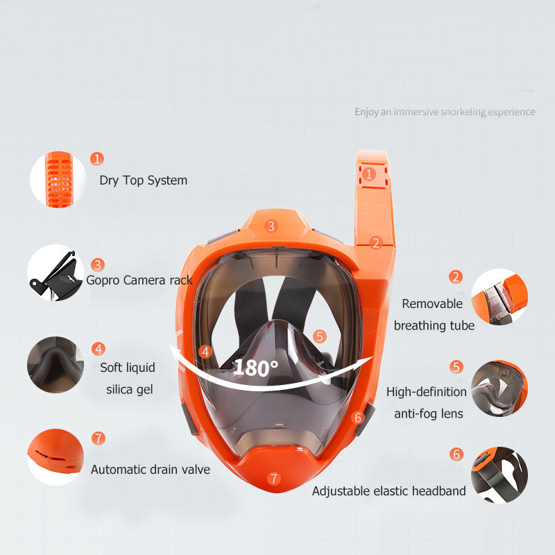 Adult Full Face Diving Mask Detachable Anti-fog Anti-Leak Snorkeling ...