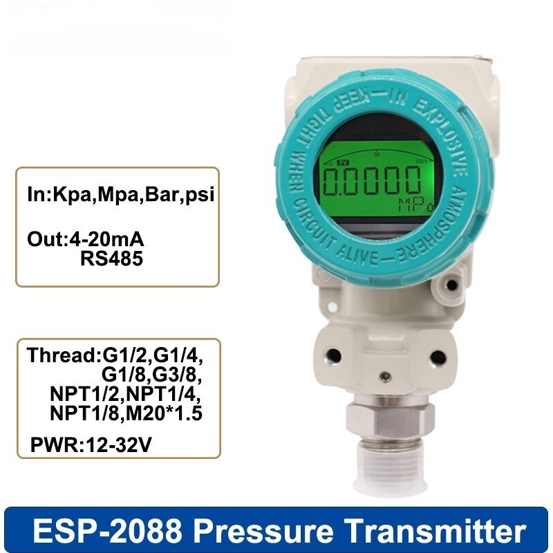 LCD Transducer Range -1-0-1000bar Sensor RS485 4-20mA Output 0.2% Accuracy Pressure Transmitter ...
