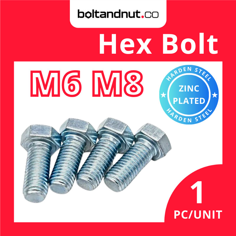 M6 M8 Hex Bolt DIN933 | Grade 8.8 High Tensile Steel | Zinc Plating ...