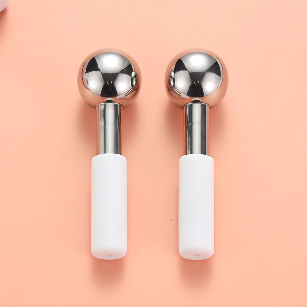 2 PCS Mini Freeze Roller Ice Globes Facial Skin Care Stainless Steel ...