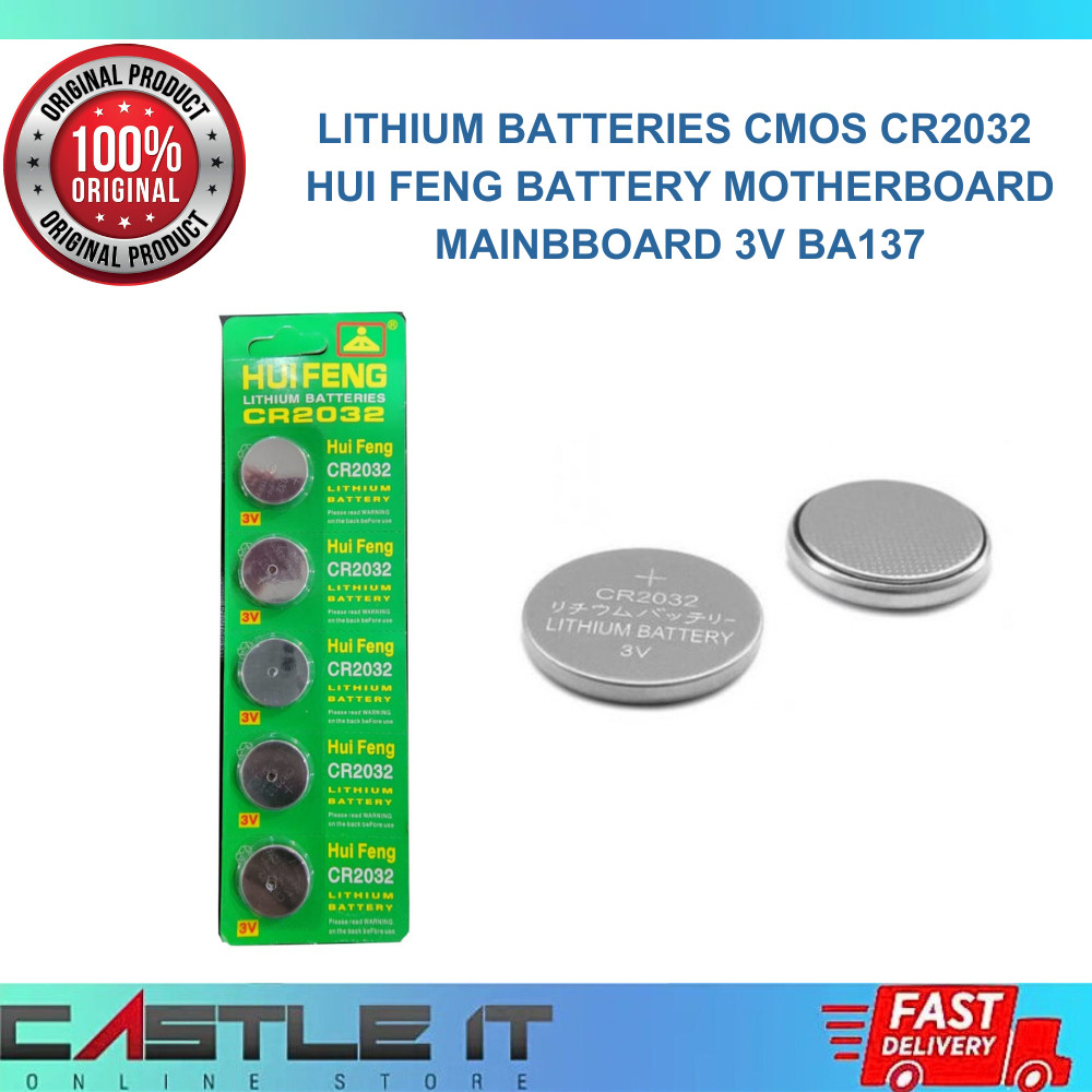 Lithium Batteries CMOS CR2032 HUI FENG Battery Motherboard Mainbboard ...