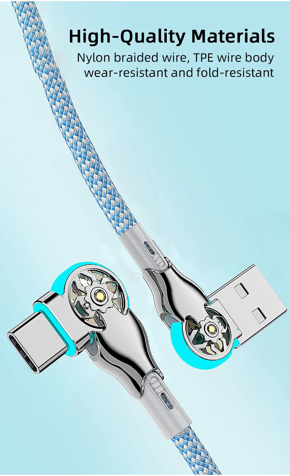 Double Rotatable Cable USB A to Type C Double Elbow 180 Degree Rotation ...