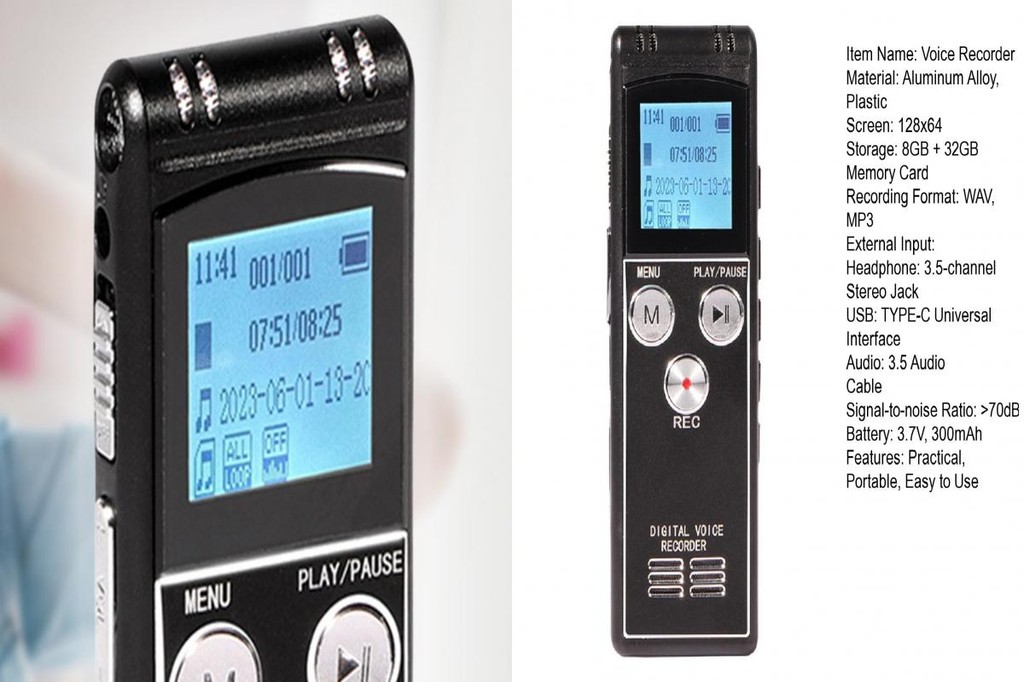 Noise Reduction Digital Voice Recorder Led Screen Dictaphone High ...