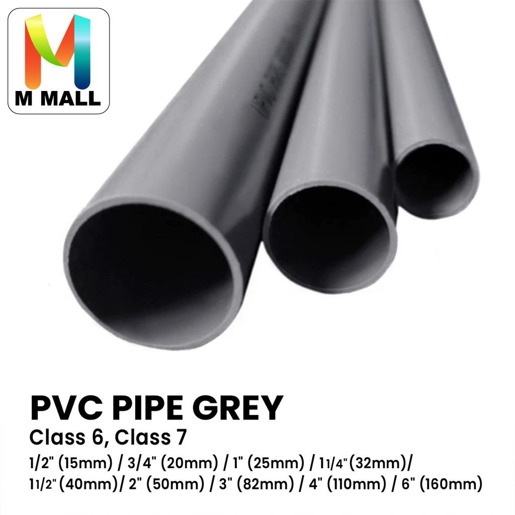 PVC PIPE GREY PVC Water Pipe CLASS 6, CLASS 7 - 1/2"(15mm)/ 3/4"(20mm)/ 1"(25mm)/ 1 1/4"(32mm ...