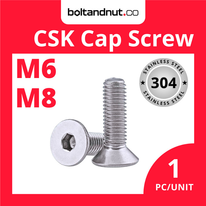 M6 M8 Hex Socket CSK Cap Screw DIN7991 | SUS 304 Stainless Steel Grade A2-70 | Skru Allen Key ...