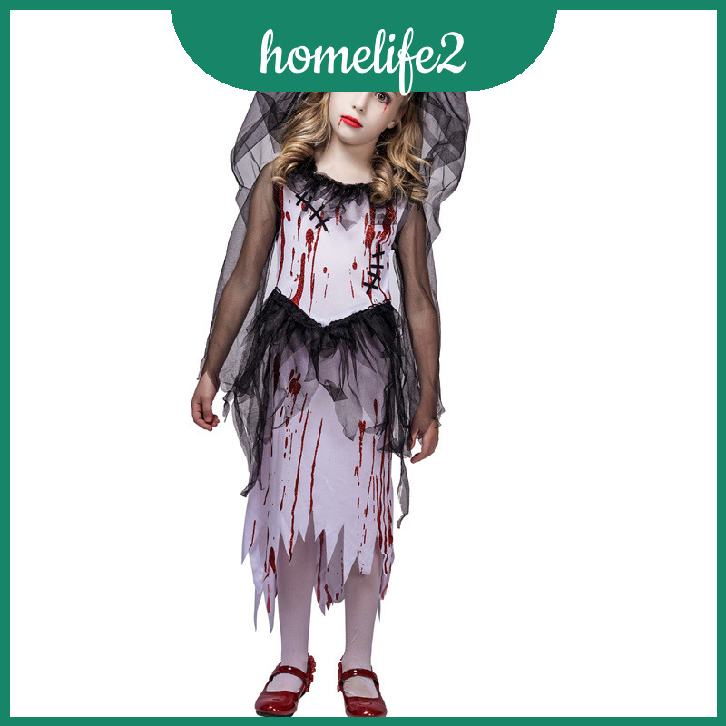 Fun Spooky And Halloween Costume For Kids Ghost Bride Cosplay Outfit ...