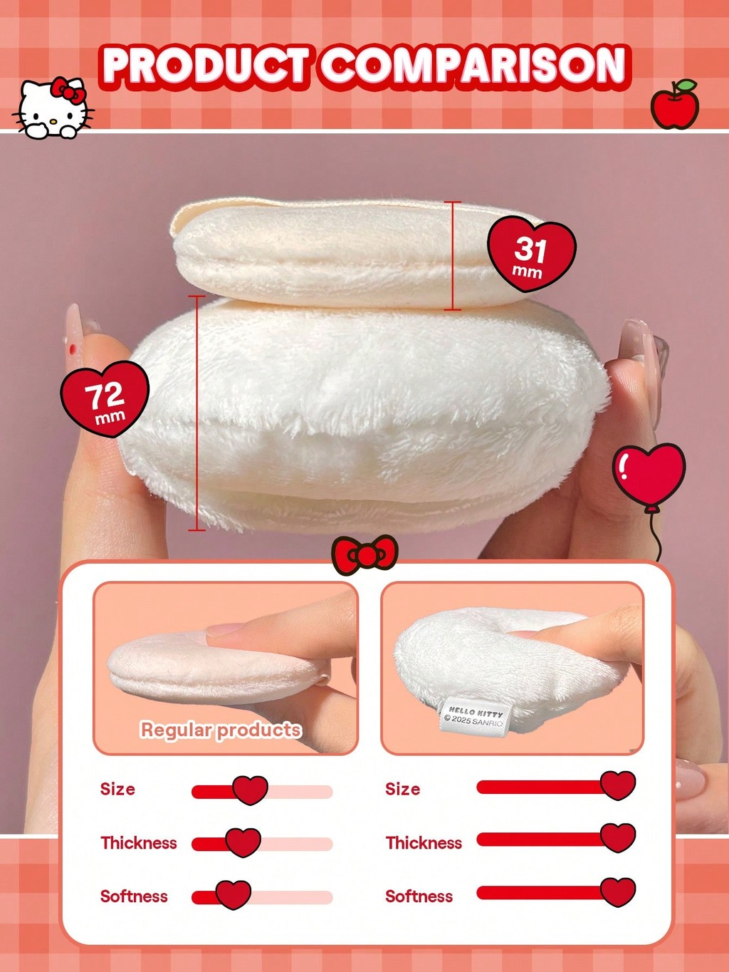 Hello Kitty X SHEGLAM Cupid Cutie Powder Puff Recycling Cruelty-Free ...