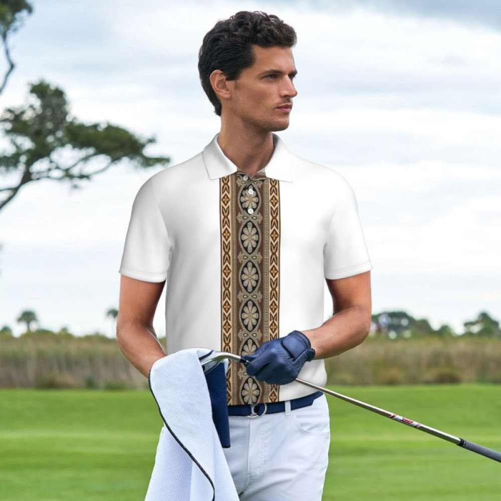 Ethnic Retro Lapel Short Sleeve Polo Shirt with Traditional Floral ...