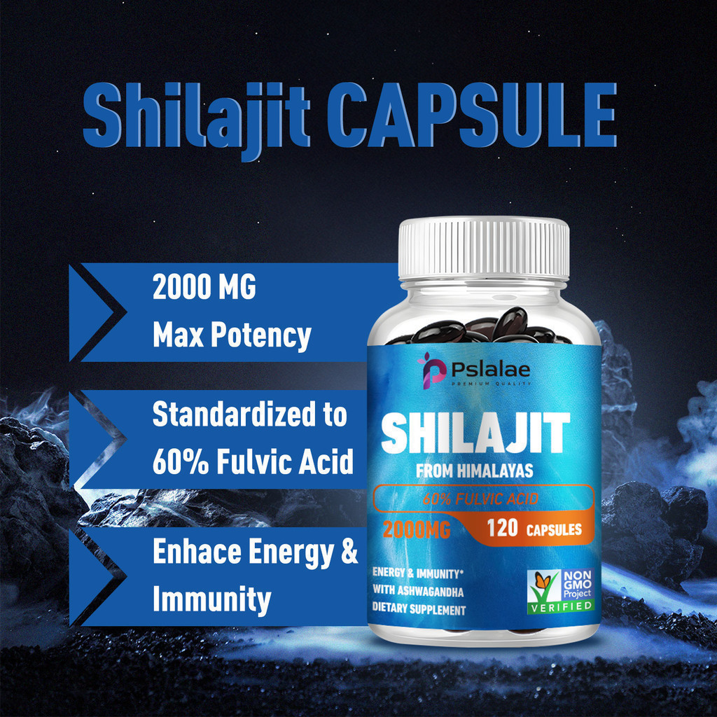 Pslalae Shilajit Supplement 20 mg, Organic Shilajit Resin for Energy ...