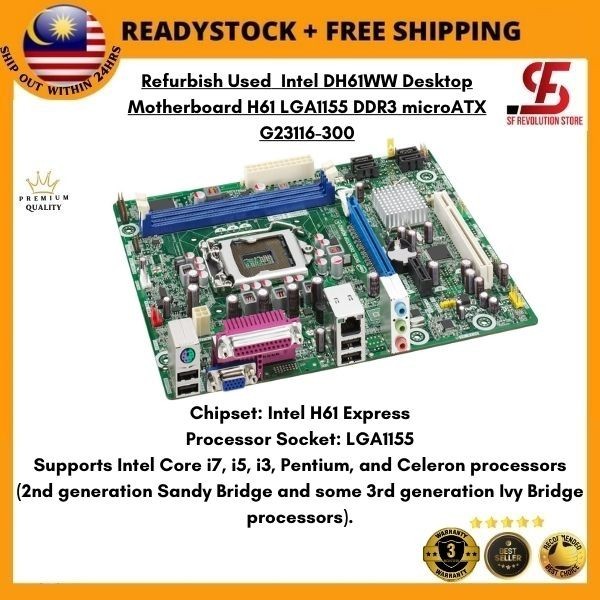 Refurbish Used Intel DH61WW Desktop Motherboard H61 LGA1155 DDR3 ...