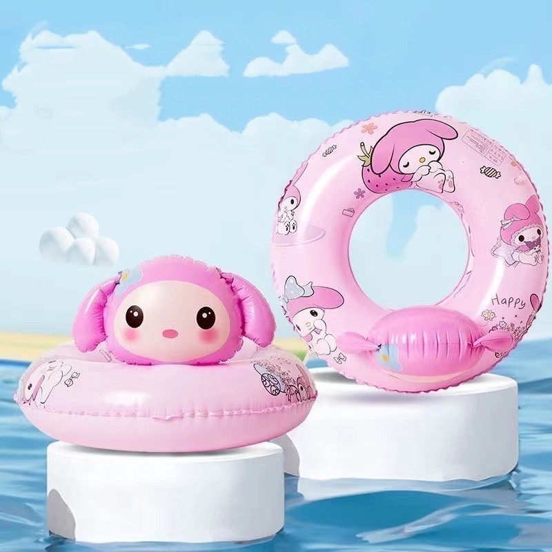 Kawaii Kids Cartoon Sanrio Kuromi My Melody Swimming Ring Inflatable ...