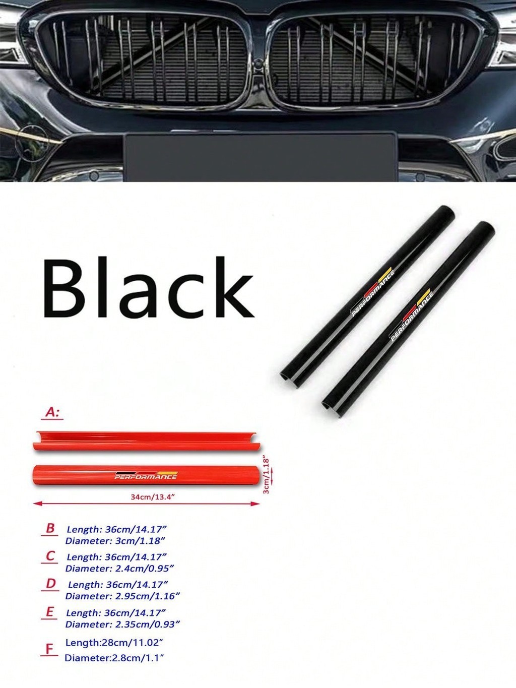 1pair Car Front Grille Trim Strips V Brace Bar For BMW 1 2 3 4 5 6 ...