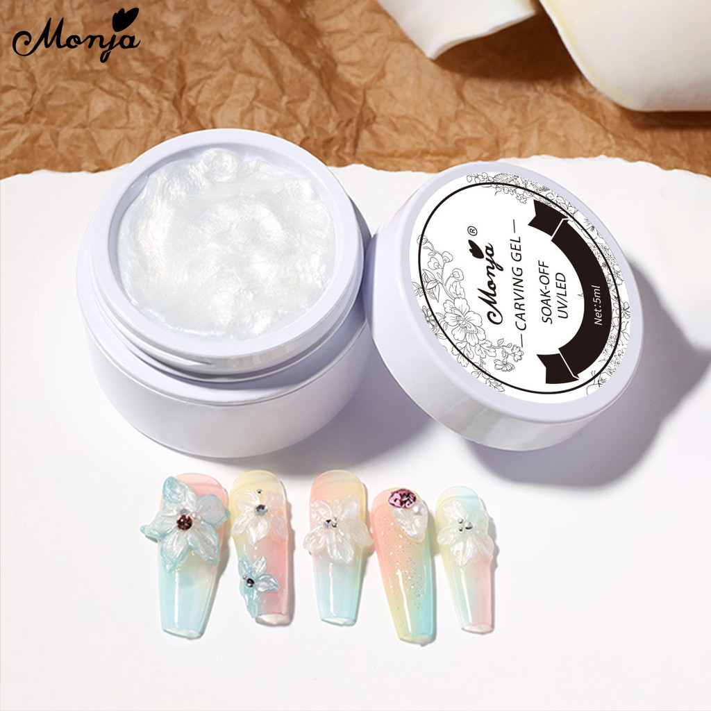 Monja 5ml 3D Sculpture Nail Art Painting Gel Pearl Shell Thread Carved ...