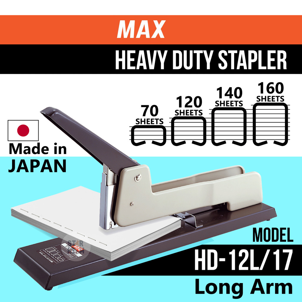 Max HD-12L/17 Long Reach/ Long Arm Heavy Duty Stapler /Book Binding ...