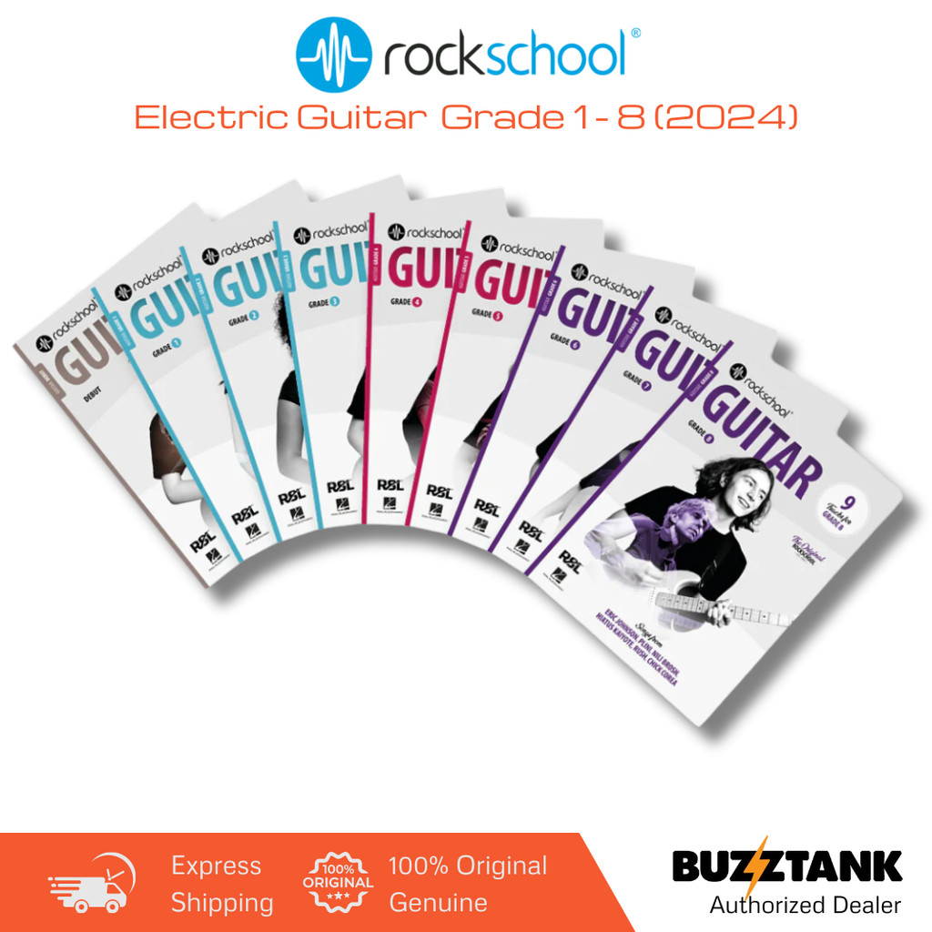 RSL Rockschool GUITAR for Electric Guitar 2018 & 2024 (12 Tracks) Debut Grade 1 2 3 4 5 6 7 8 ...