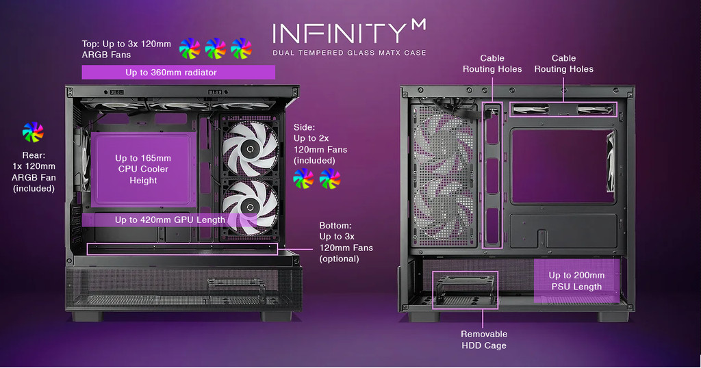 Tecware INFINITY M ARGB MATX - Micro ATX PC Casing Case Chassis Black ...