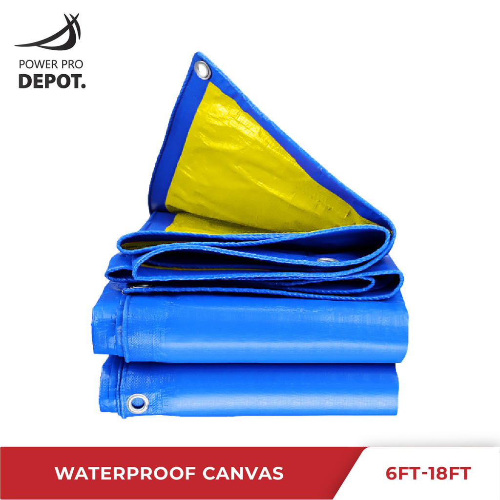 6ft 8ft 9ft 10ft 12ft 15ft Blue Canvas Waterproof Tarpaulin Sheet ...