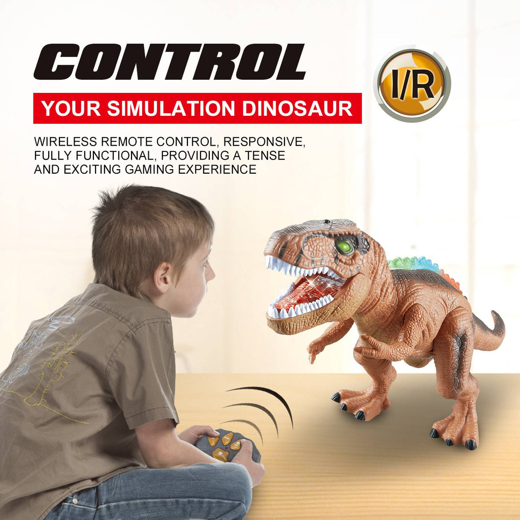 RC Walking Tyrannosaurus Rex Dinosaur Remote Control Crocodile Triceratops Light Sound Birthday ...