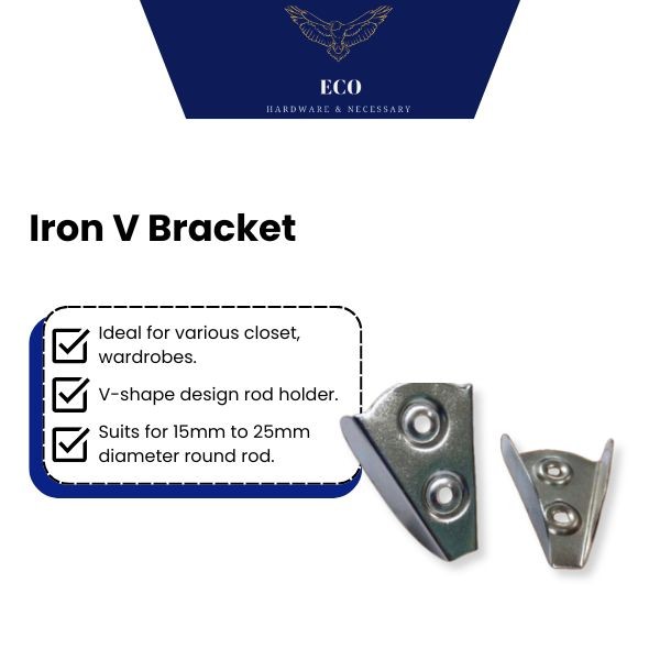 ECO HARDWARE V Bracket Closet Wardrobe Cloth Hanger Round Hollow Pole ...