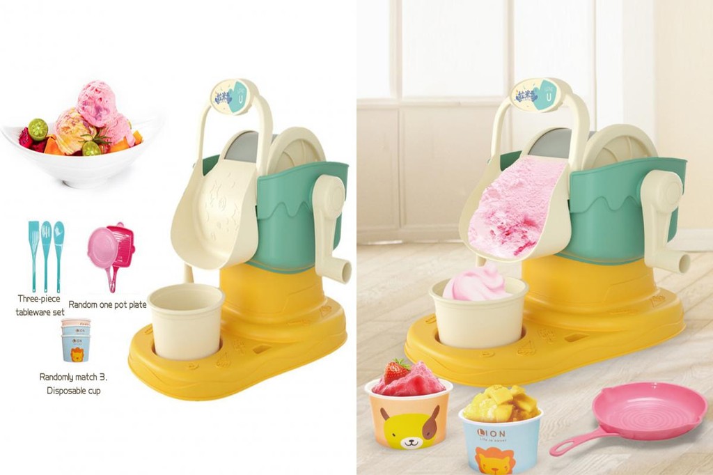 Ice Cream Maker with Cups and Utensils Diy Ice Cream Kit for Kids Fun ...