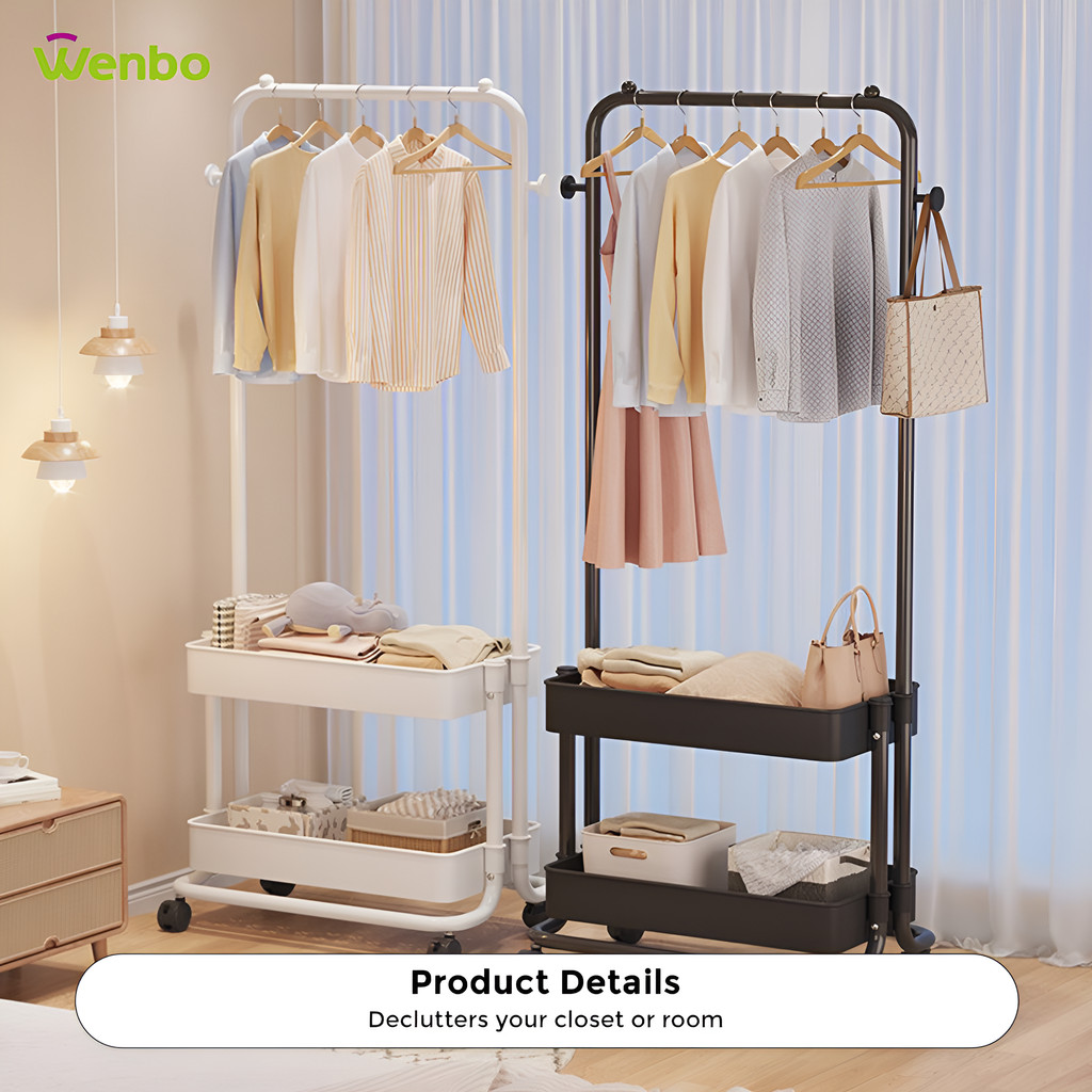 Wenbo Trolley Clothes Rack Hanger Simple Hanging Clothes Rack Removable ...