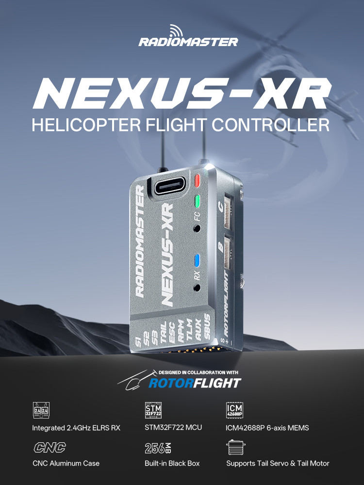 Radiomaster NEXUS-XR Helicopter Flight Controller ICM42688P 6-axis MEMS Integrated 2.4GHz ELRS ...