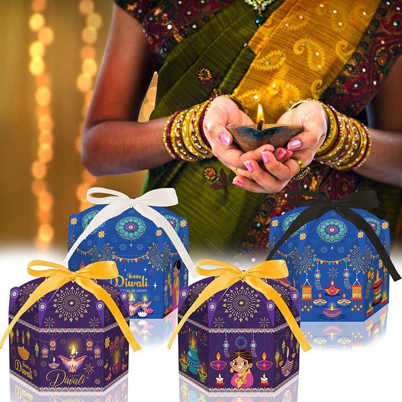12pcs Deepavali Festival Party Gift Wrapping Diwali Gift Box Deepavali ...