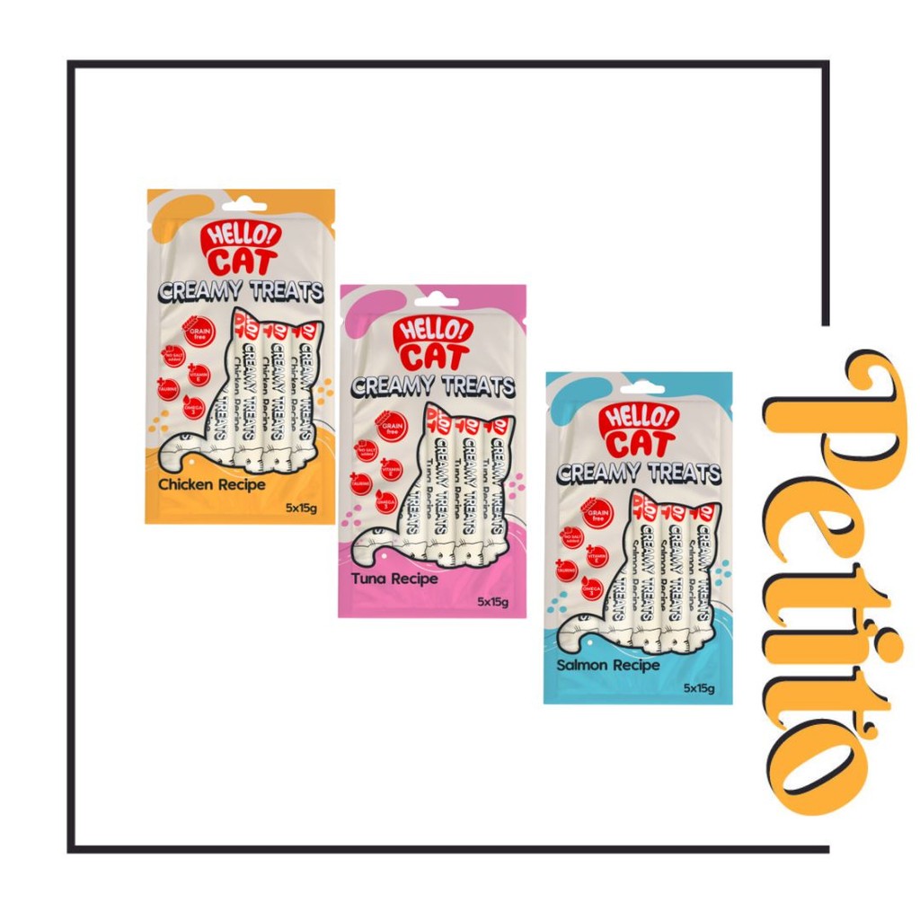 Hello Cat Creamy(5x15g)75G /Cat Lick / Makanan Treats Kucing | Shopee ...
