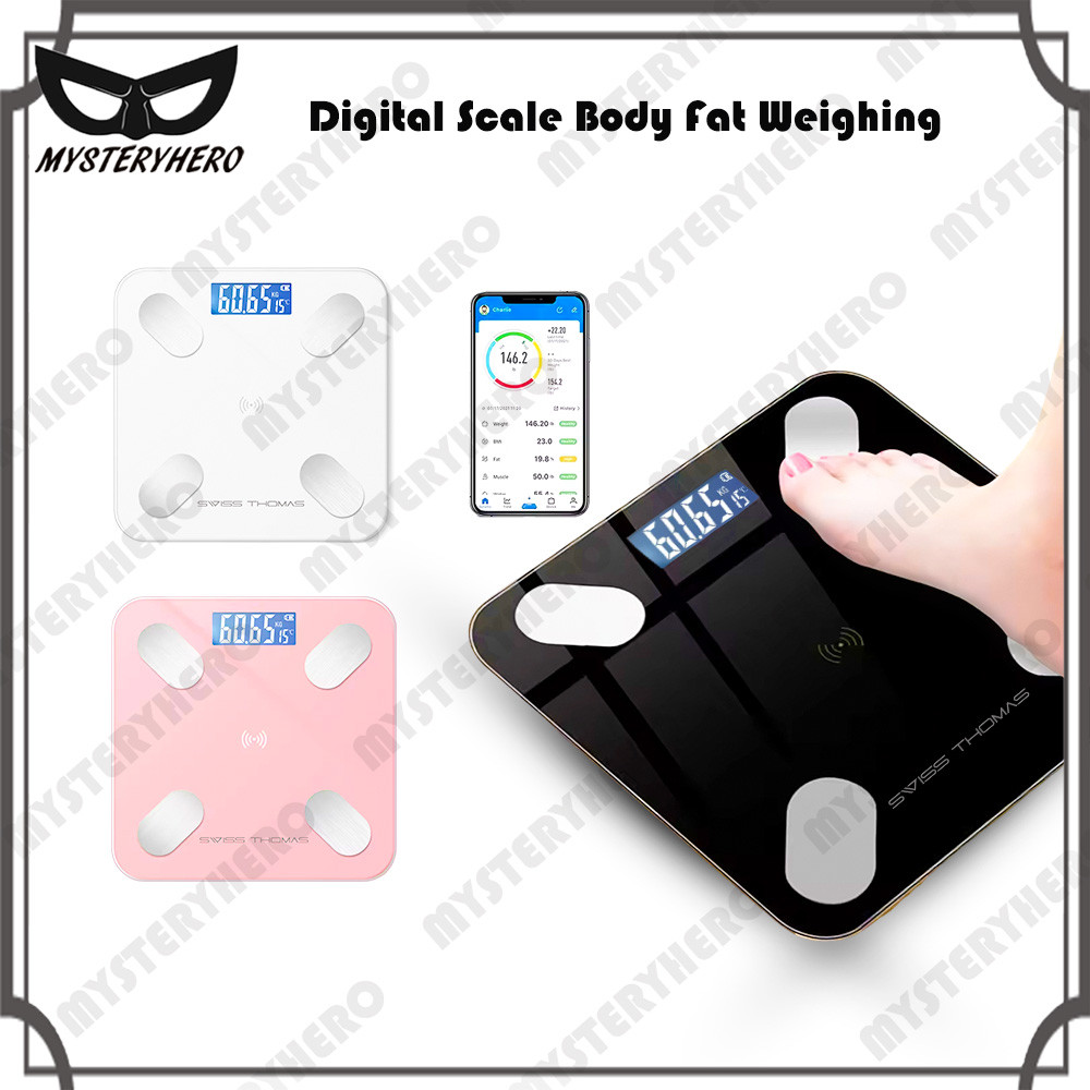 MysteryHero Bluetooth Body Fat Scale Smart BMI Scale LED Bathroom Wireless Weight Scale Balance ...