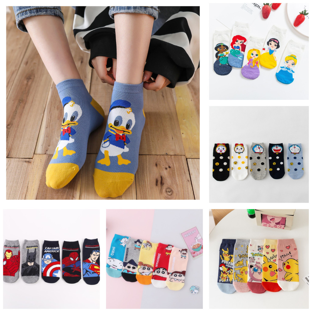 5 PAIRS CUTE Cartoon Socks Child Kids Lady Teenager Sock Stockings ...