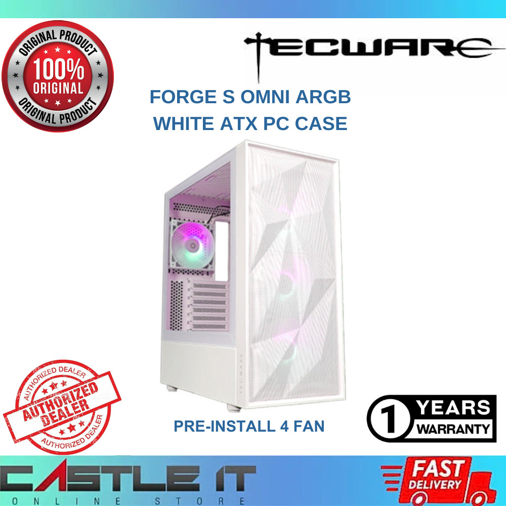 Tecware FORGE S OMNI ARGB WHITE ATX PC Case Casing Chassis TWCA-FORGES ...