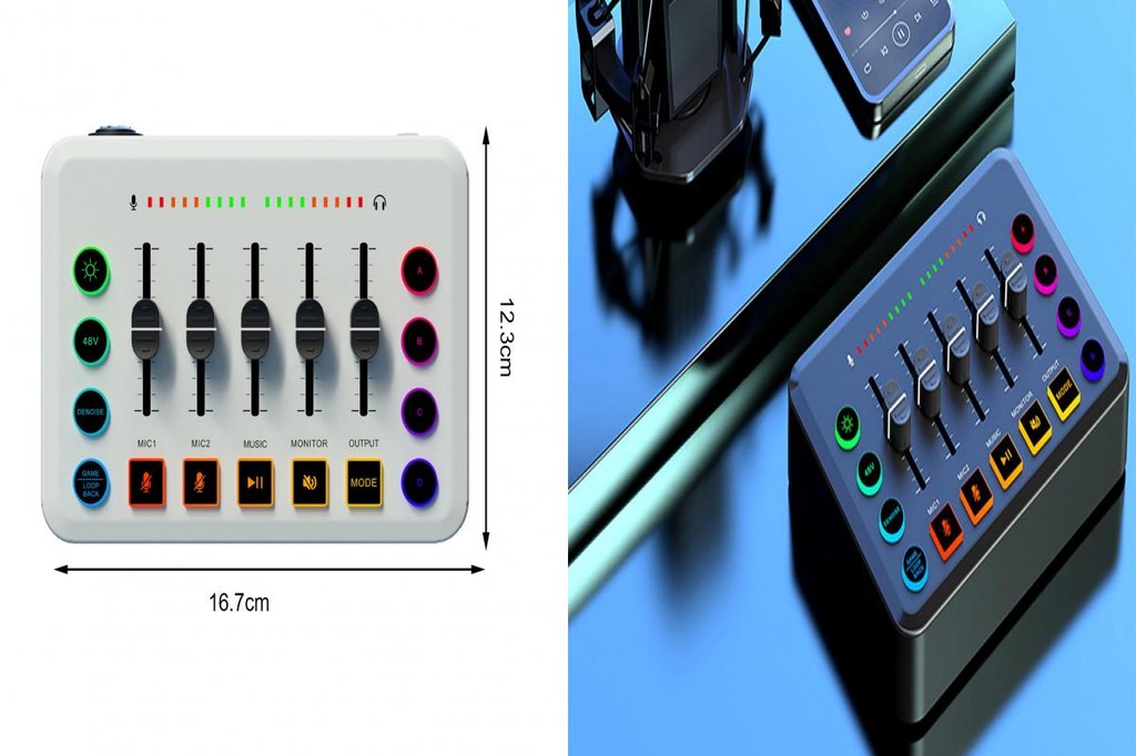 {EX} External Sound Card Game Mixer with 48v Power Professional Gaming ...