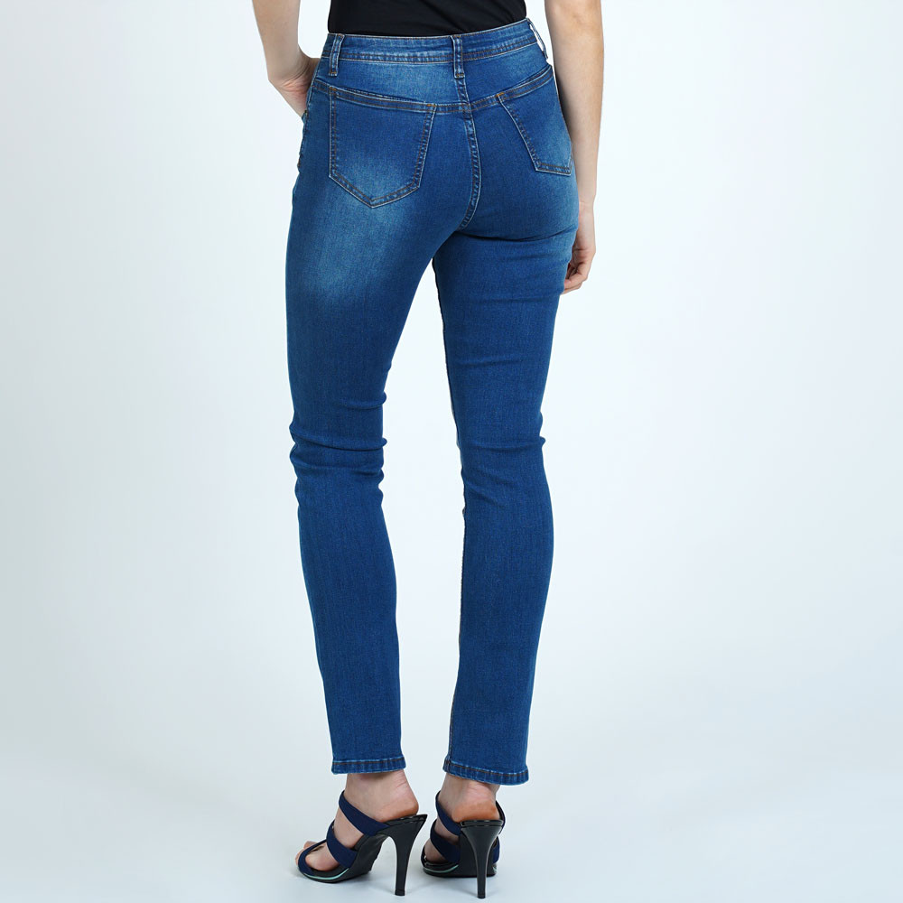 Nicole High Rise Regular Fit with Washing Effect Stretchable Denim Dark ...