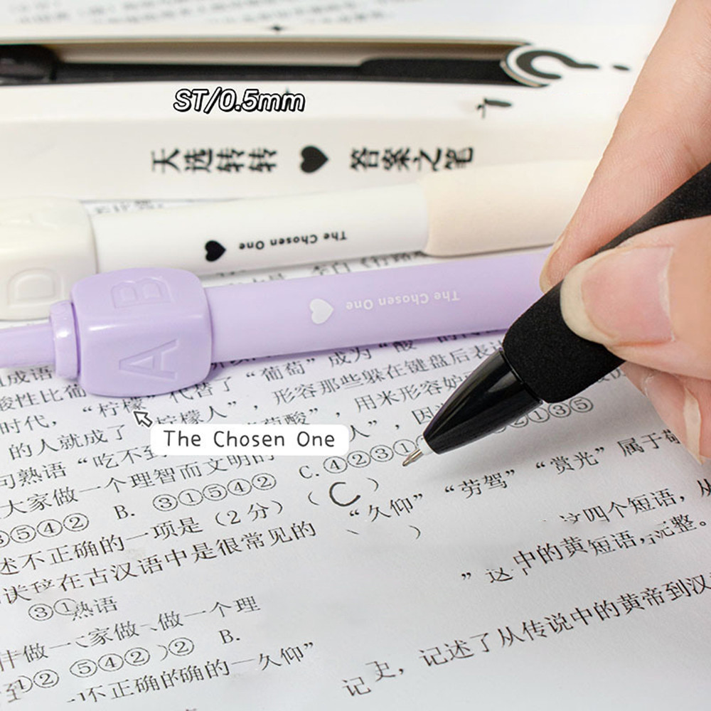 2Pcs Creative Press ABCD Rotate Decompression Black Neutral Pen Student ...
